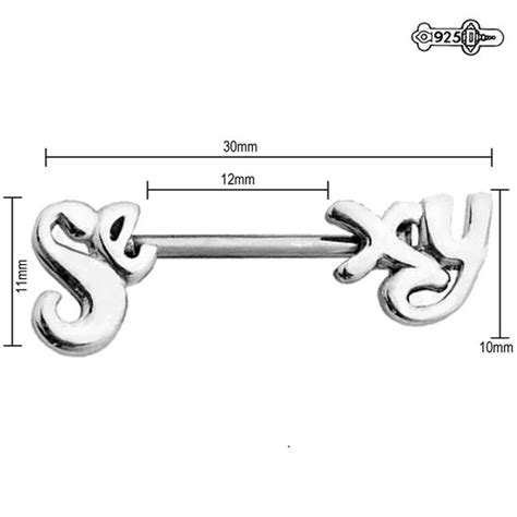 TepelPiercing 925 Zilver 316L Chirurgisch Staal Dikte 1 6 Mm Tekst Sexy Zilver Bol