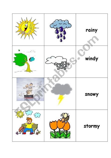 The Weather Memory Game Esl Worksheet By Sylwineczka
