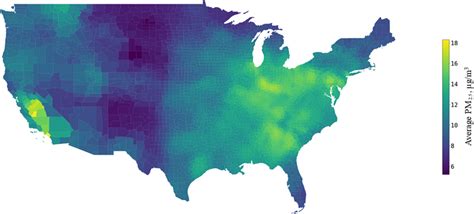 Average Pm2 5 μg M³ By County 1990 2016 Download Scientific Diagram
