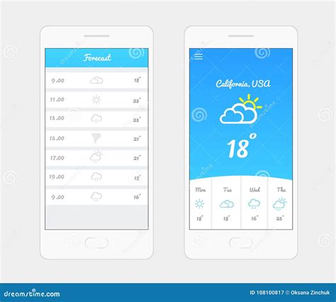 Weather Application User Interface Concept Stock Illustration Illustration Of Business Phone