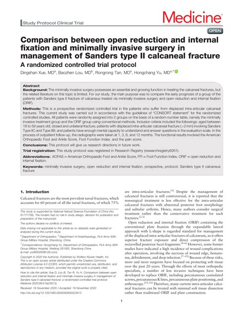 Pdf Comparison Between Open Reduction And Internal Fixation And Minimally Invasive Surgery In