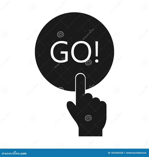 Go Button With Mouse Cursor Icon Stock Vector Illustration Of Music Beginning
