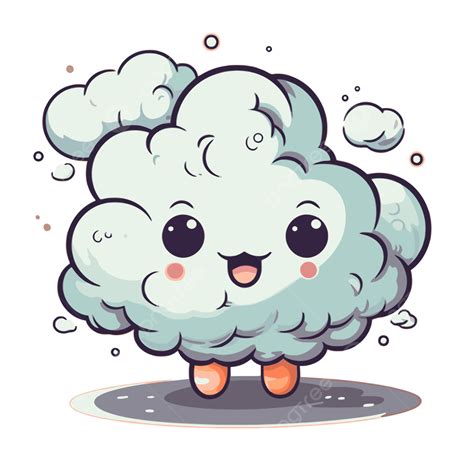 Cute Cloud Vector Sticker Clipart Cute Cartoon Kawaii Cloud Character