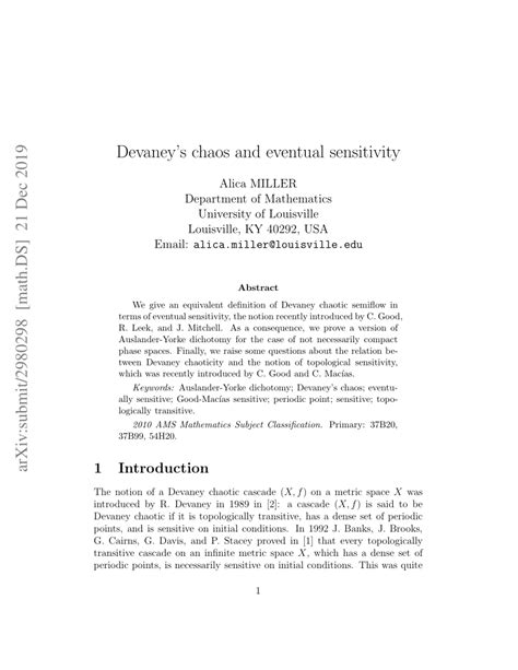 Pdf Devaneys Chaos And Eventual Sensitivity
