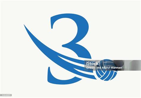 편지 3 배구 로고 디자인 사인 배구 스포츠 로고 타입 기호 벡터 템플릿 Championship에 대한 스톡 벡터 아트 및 기타 이미지 Championship 건강한
