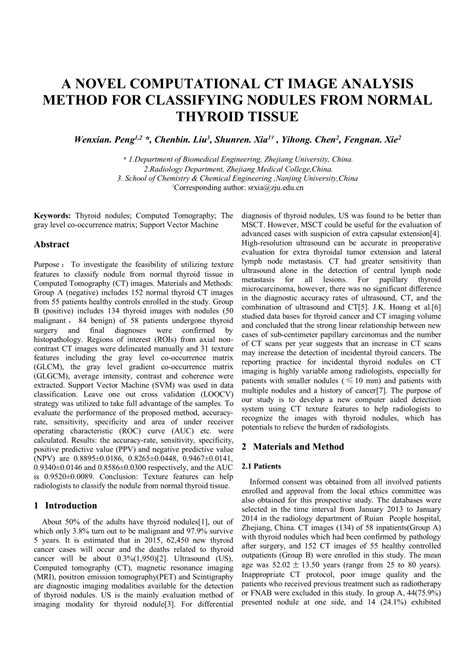Pdf A Novel Computational Ct Image Analysis Method For Classifying