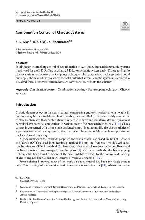 pdf combination control of chaotic systems