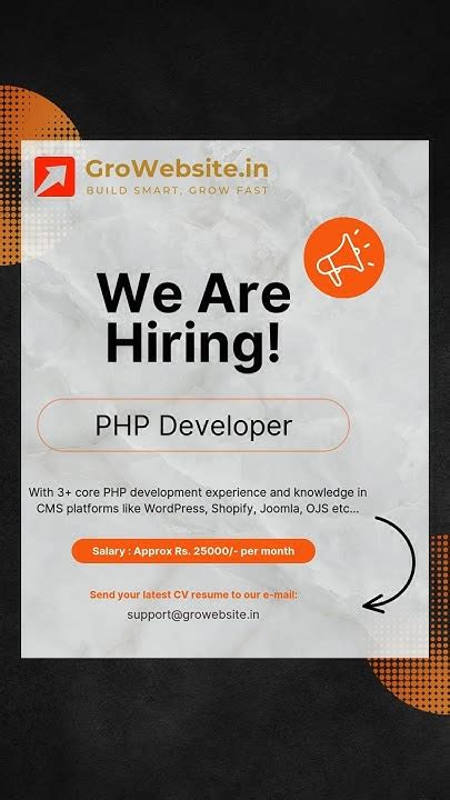 We Are Hiring Php Developer With Experience In Cms Platforms Phpdeveloper Wordpressdeveloper