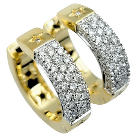 H Stern Pavé Diamond Hinged Huggie Hoop Earrings Set In 18 Karat