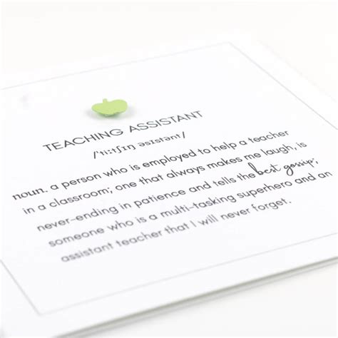 Definition Of Teaching Assistant Personalised Card By Nyoki Handmade London