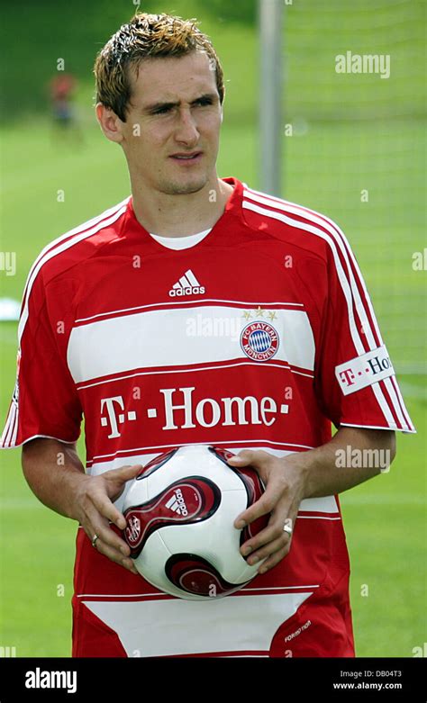 Bundesliga Club Fc Bayern Munichs New Striker Miroslav Klose Poses At