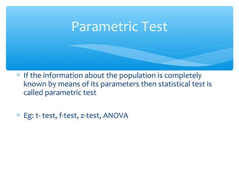 DIstinguish Between Parametric Vs Nonparametric Test PPT Science