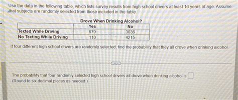 solved use the data in the following table which lists