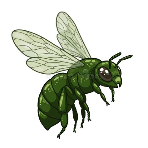 An Illustration Of A Green Cartoon Bee Characterized By A Segmented