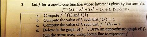 Solved 3 Let F Be A One To One Function Whose Inverse Is