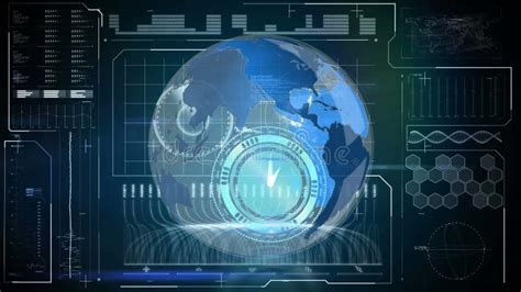 Animation Of Clock Over Globe And Data Processing On Screen Stock Video