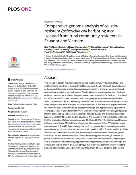 Pdf Comparative Genome Analysis Of Colistin Resistant Escherichia Coli Harboring Mcr Isolated
