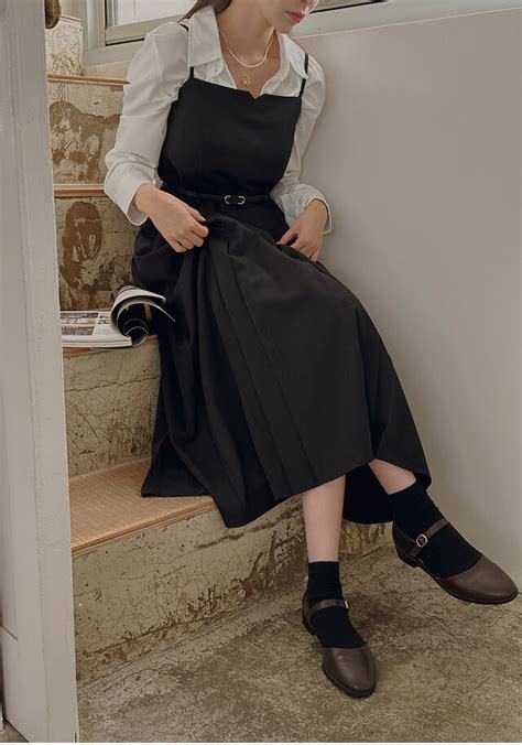 리리앤코 2천5백장 돌파 라헨디 뷔스티에 플리츠 벨트 롱 원피스 끈조절 봄 가을 신상 데일리 데이트 하객룩 나시