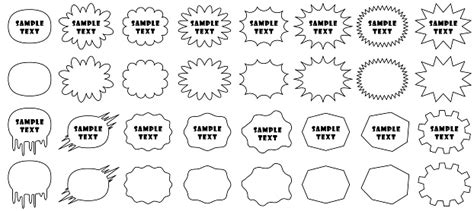 꼬리가없는 만화 음성 거품 세트 수평으로 쓰기위한 작은 레이블 라인 드로잉 선은 스트로크 벡터 일러스트레이션입니다 Brand