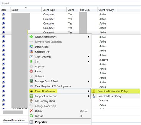 sccm policy retrieval dbsnet