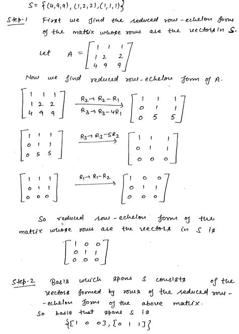 Solved Linear Algebra Find A Basis For The Subspace Of R3 Spanned By