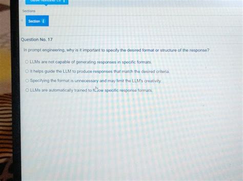 Sections Section I Question No 17 In Prompt StudyX
