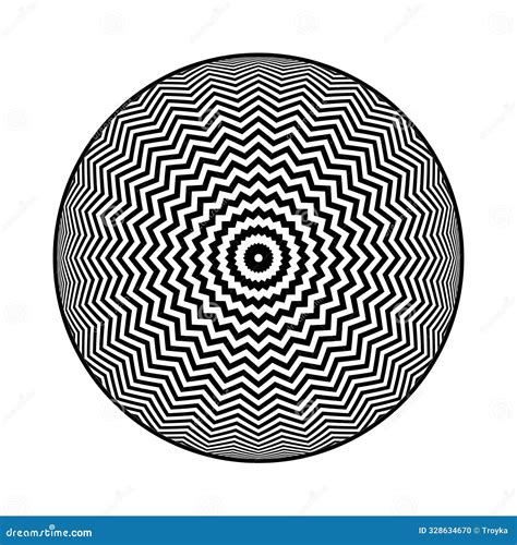 Abstract Radial Circular Zig Zag Lines Pattern With 3d Illusion Effect Stock Vector
