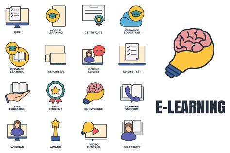 Set Of E Learning Online Education Icon Logo Vector Illustration Online Course Mobile