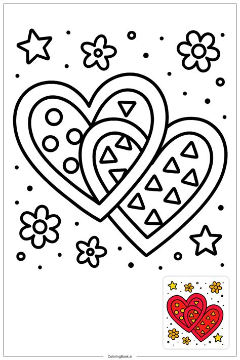 Interlocking Hearts Pattern Coloring Page Free Pdfandpng Printable