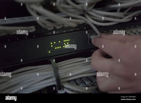 Rack Mounted Servers In A Server Room Close Up Stock Photo Alamy