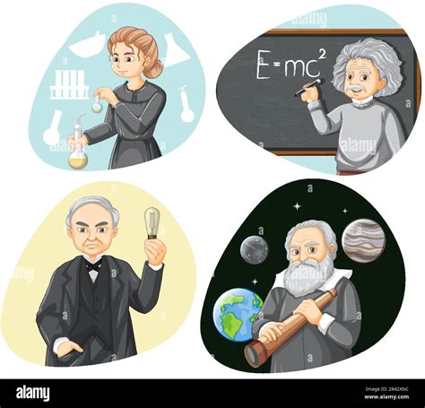 Set Of Famous Person In Science Illustration Stock Vector Image And Art