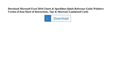 Microsoft Excel 2016 Charts And Sparklines Quick Reference Guide Windows