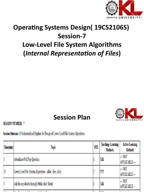 Session 7 Low Level File Systems Algorithms As Per Session Plan Pdf