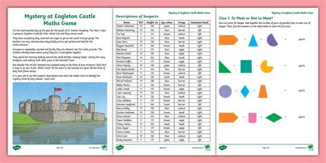 Year 3 The Mystery At Eagleton Castle Maths Mystery Game