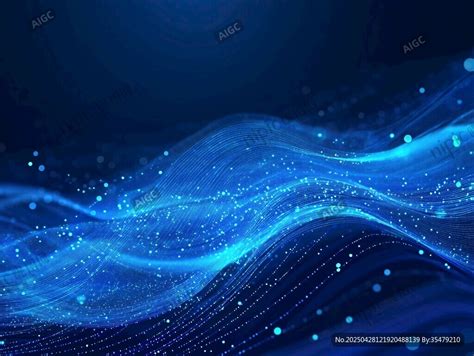 Ai创作图蓝色 科技 线条 流动 背景 光效 粒子 波浪 动感 虚拟 数字 未来感 抽象 闪烁 昵图网