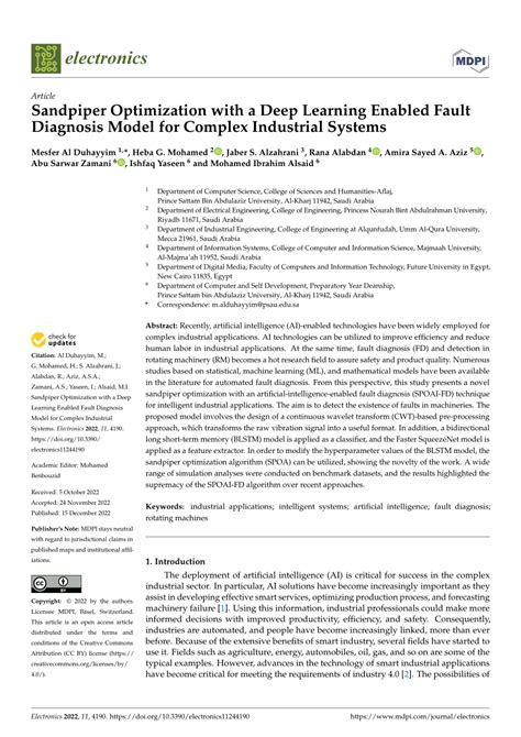 Pdf Sandpiper Optimization With A Deep Learning Enabled Fault Diagnosis Model For Complex