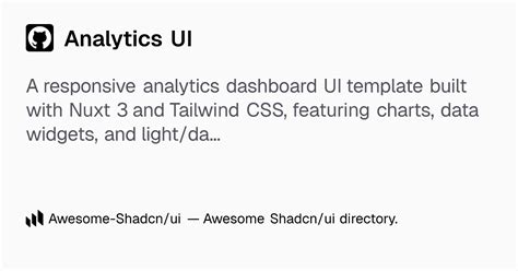 Analytics Ui Nuxt 3 And Tailwind Analytics Ui Visualize Data Beautifully Awesome Shadcn Ui