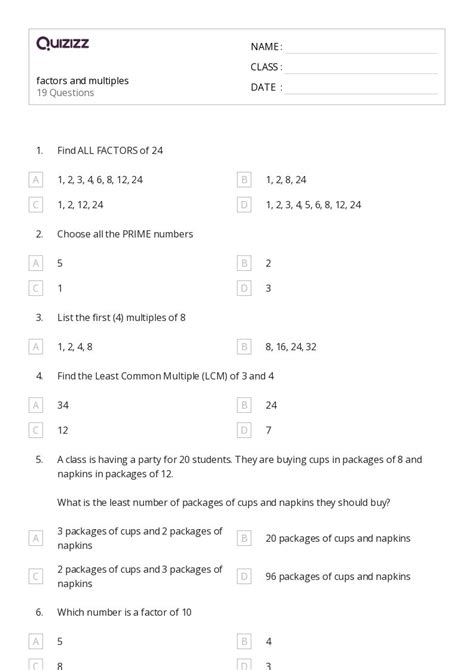 50 Least Common Multiple Worksheets On Quizizz Free And Printable