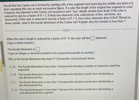 Solved Recall That The Cantor Set Is Formed By Starting With