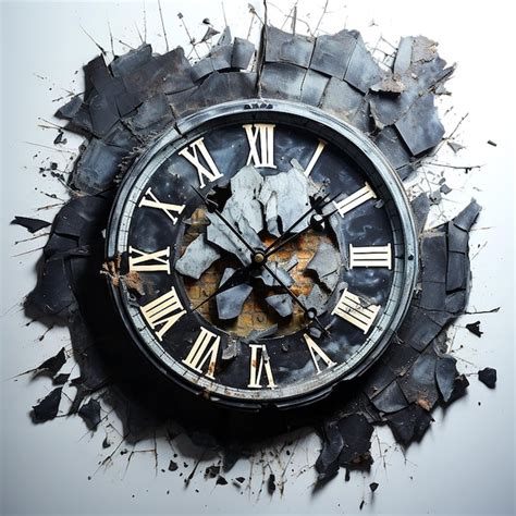 Premium Ai Image Vintage Clock Broken Into Pieces