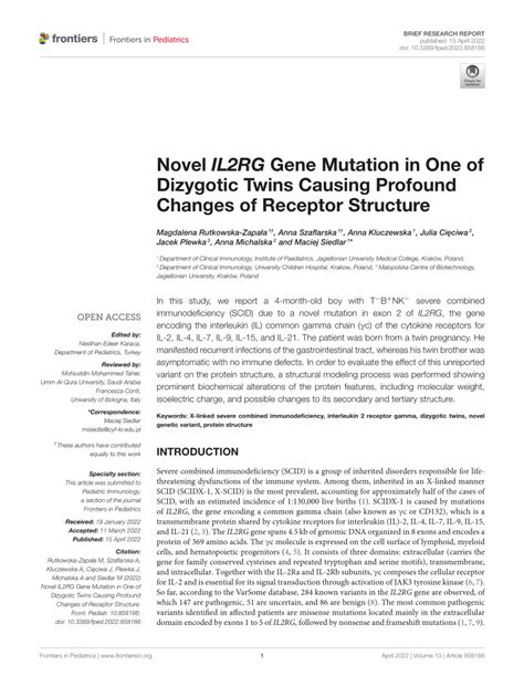 Pdf Novel Il2rg Gene Mutation In One Of Dizygotic Twins Causing