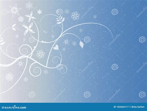 Blue Abstract Background Elegant Spiral Leafy Curls Stock Illustration
