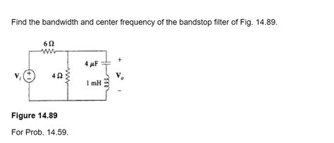 Find The Bandwidth And Center Frequency Of The Bandstop Filter Of Fig 14 89 Diagram