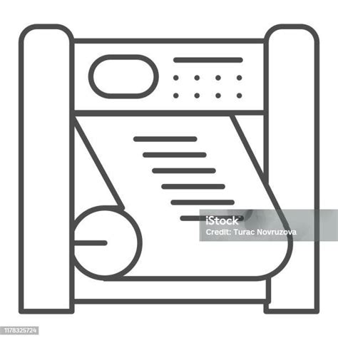 플로터 인쇄 가는 선 아이콘입니다 흰색으로 격리된 대형 프린터 벡터 그림입니다 웹 및 응용 프로그램을 위해 설계된 장치 개요 스타일 디자인을 인쇄합니다 10에 대한 스톡