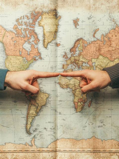 Hands Point In Opposite Directions Over Map Background Illustrating