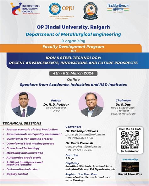 A Faculty Development Program Fdp On Iron And Steel Technology Recent Advancements
