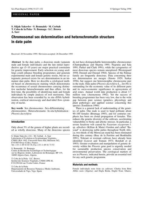 PDF Chromosomal Sex Determination And Heterochromatin Structure In Date Palm