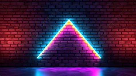 3d로 렌더링된 질감 있는 벽돌 벽에 대한 생생한 네온 조명 네온 램프 네온 바 벽 램프 배경 일러스트 및 사진 무료