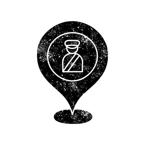 Premium Vector Black Hand Drawn Icon In Grunge Look Pin Map Checkpoint