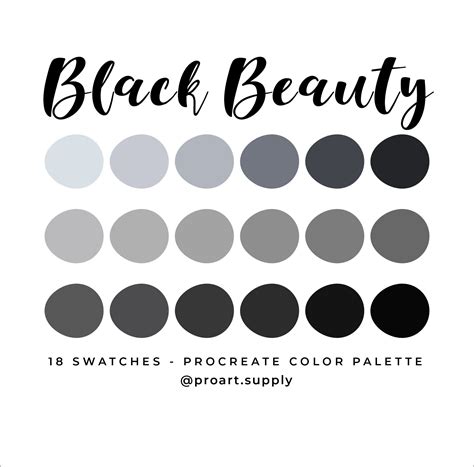 Black Beauty Procreate Color Palette Hex Codes Black Gray And Charcoal For Ipad Digital